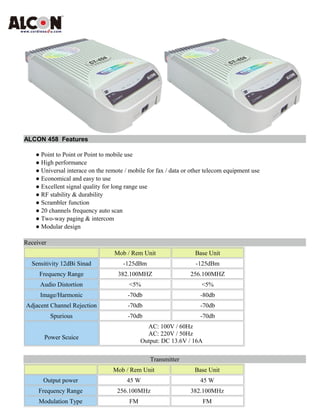 Alcon 458 - Specification | PDF