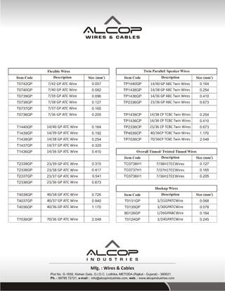 Alcop Industries, Rajkot, Flexible wires | PDF