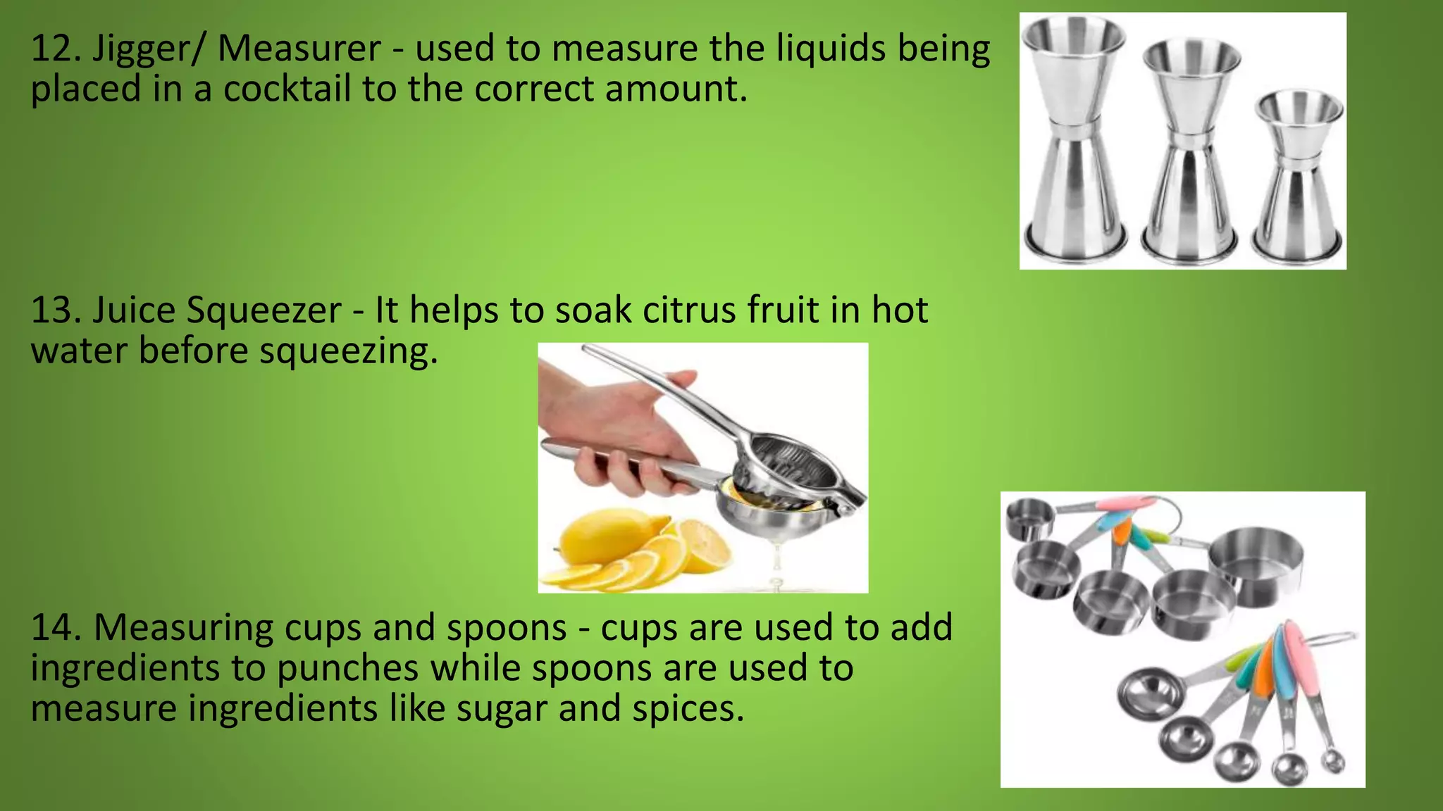 Different Bar Tools and Equipment // Alexandra Alcuetas | PPTX