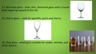 Different Types of Bar Glasses // Alexandra Alcuetas | PPTX