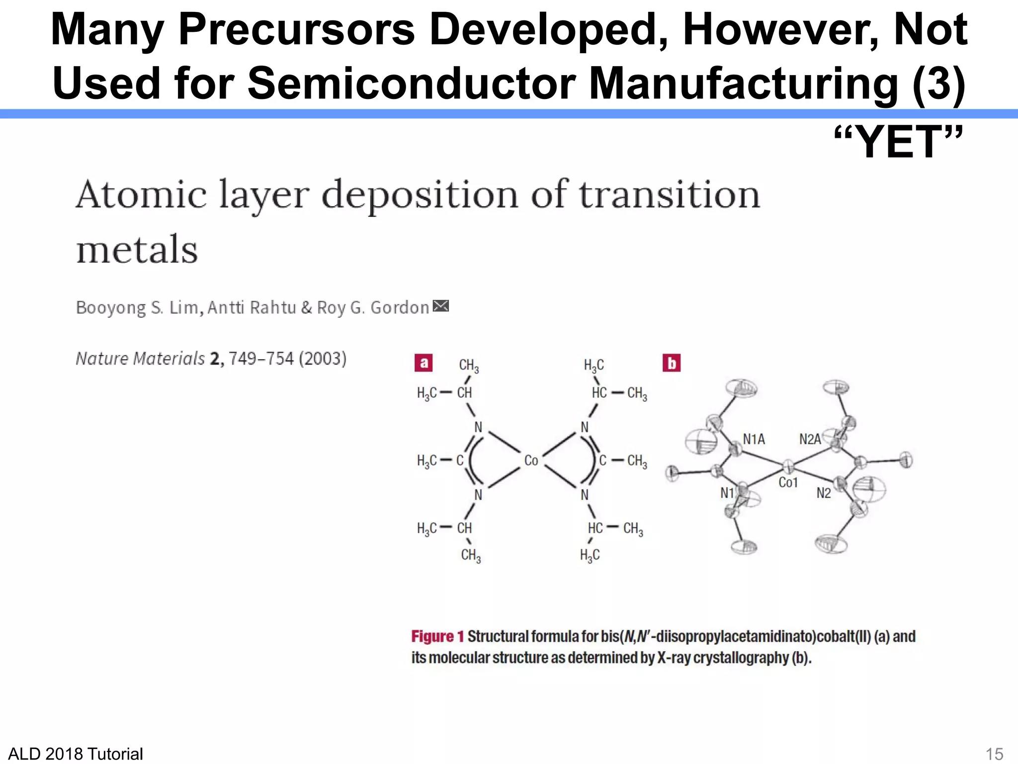 ALD 2018 Tutorial ALD precursors for semiconductor and its development ...