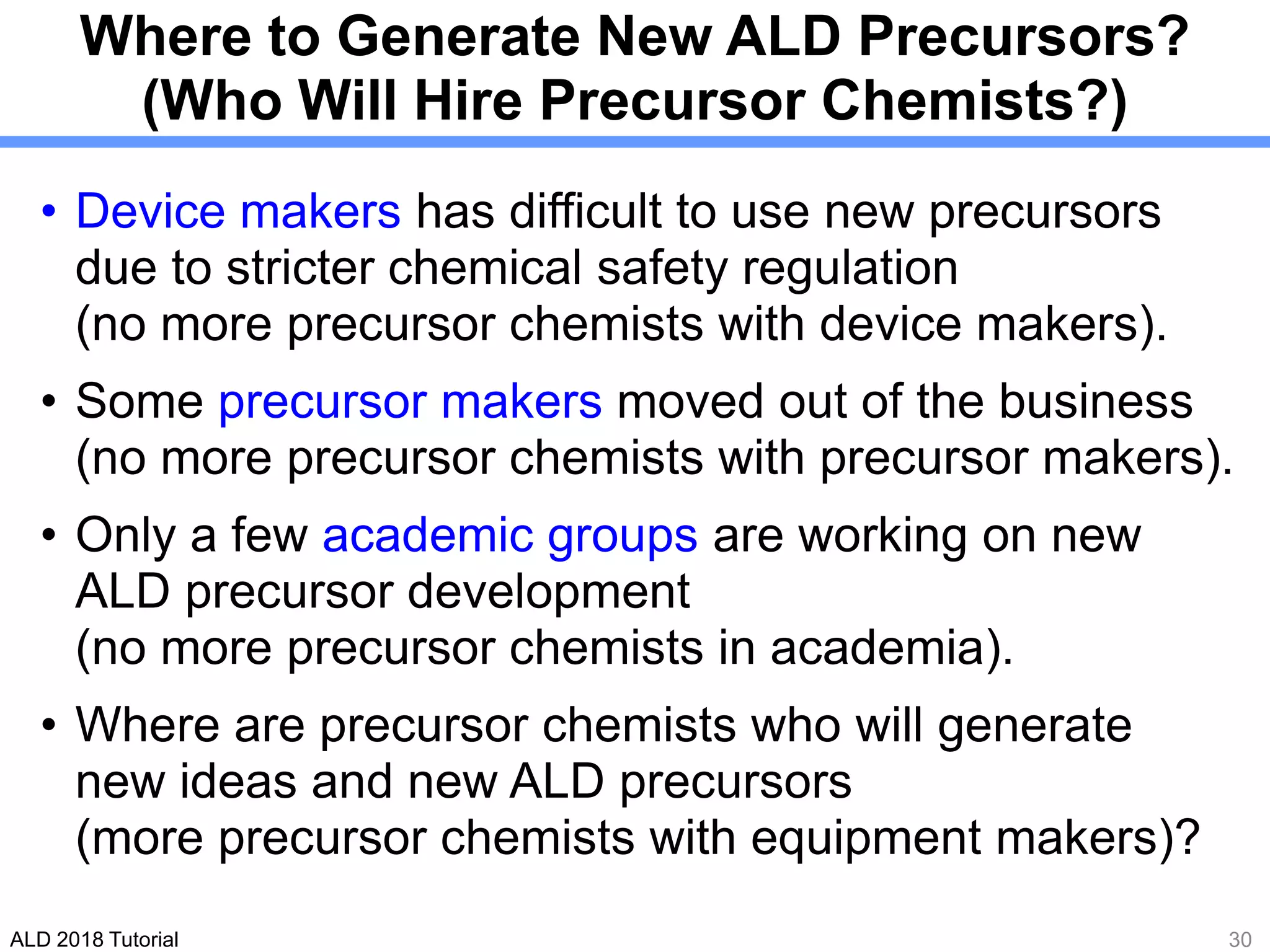 ALD 2018 Tutorial ALD precursors for semiconductor and its development ...