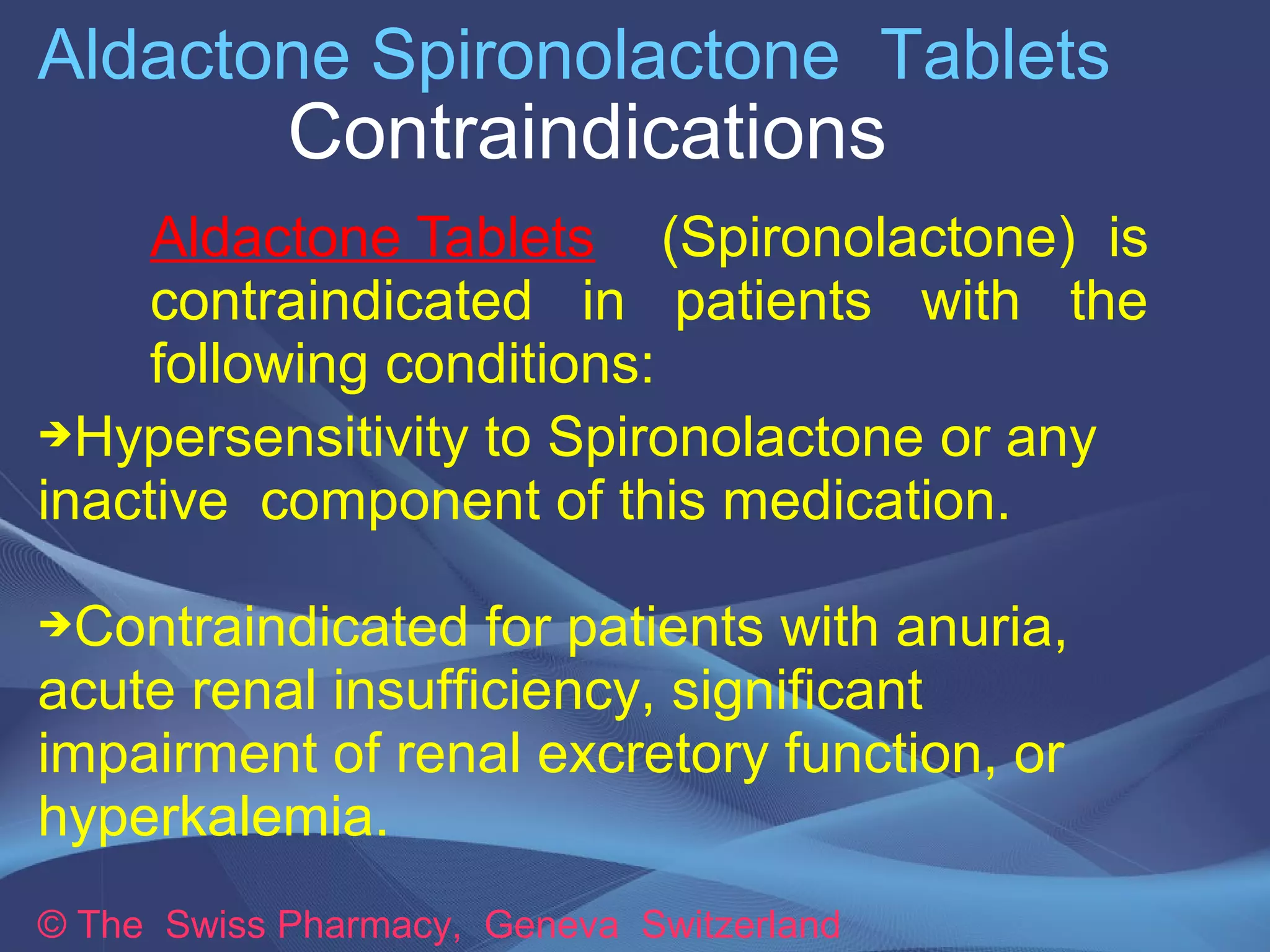 Aldactone Tablets for Hypertension & Oedematous Disorders | ODP
