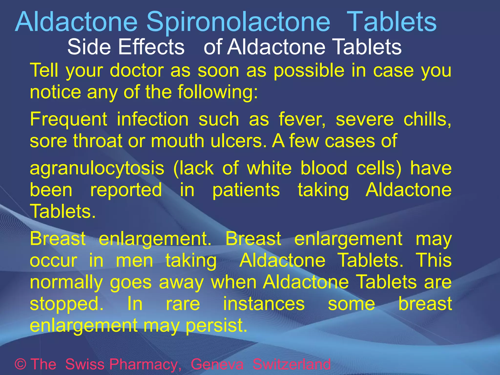Aldactone Tablets for Hypertension & Oedematous Disorders | ODP