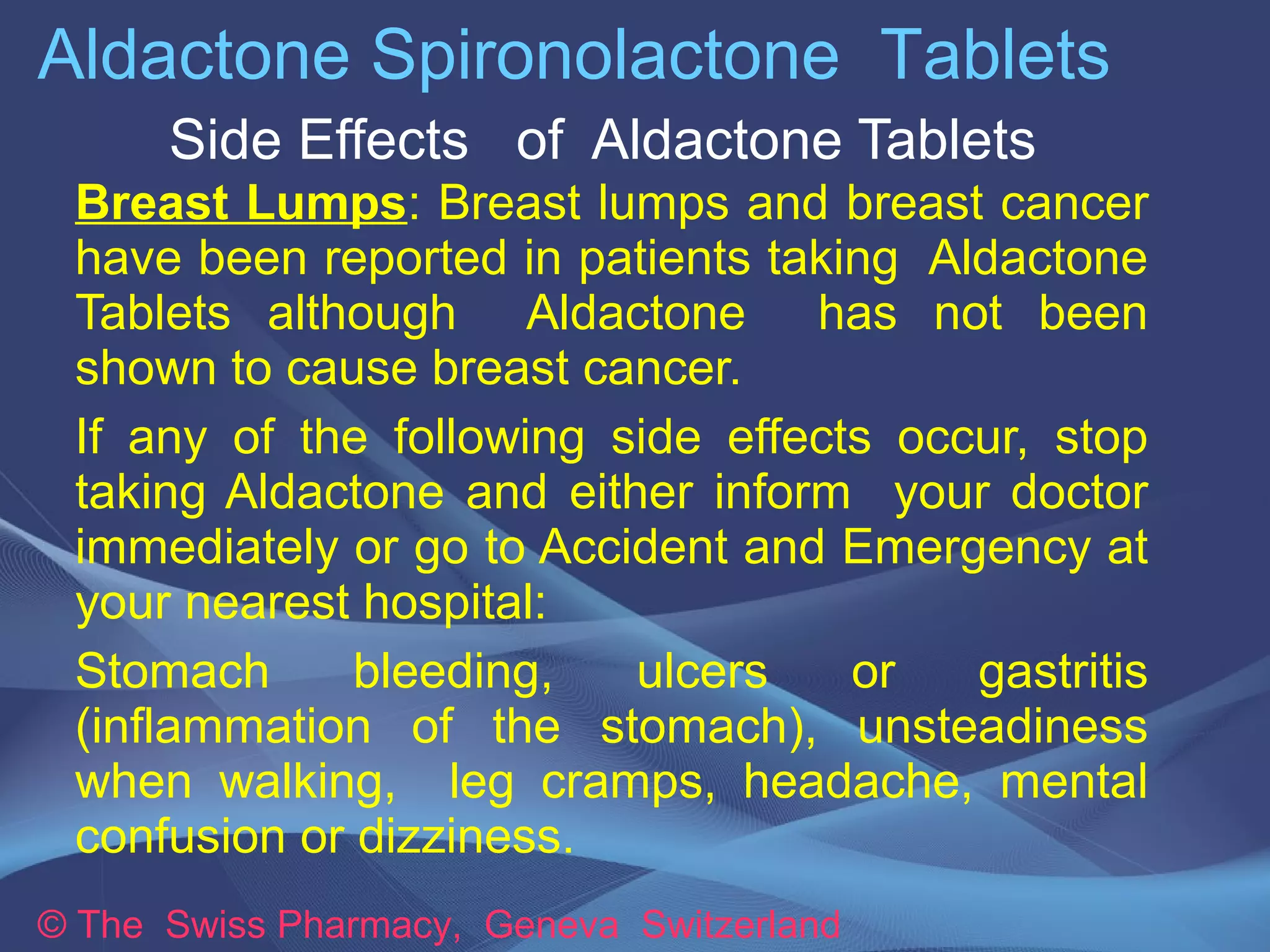 Aldactone Tablets for Hypertension & Oedematous Disorders | ODP
