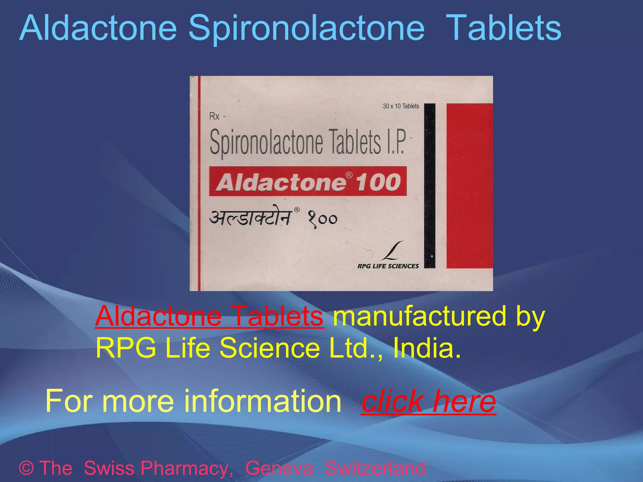 Aldactone Tablets for Hypertension & Oedematous Disorders | ODP
