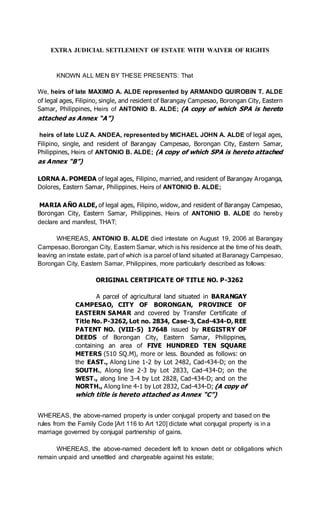 extrajudicial with waiver | DOCX