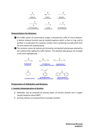 Aldehydes and Ketones notes by Muhammed Muneeb | PDF