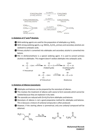 Aldehydes and Ketones notes by Muhammed Muneeb | PDF
