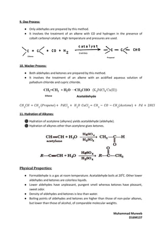 Aldehydes and Ketones notes by Muhammed Muneeb | PDF