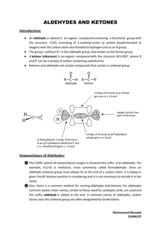 Aldehydes and Ketones notes by Muhammed Muneeb | PDF