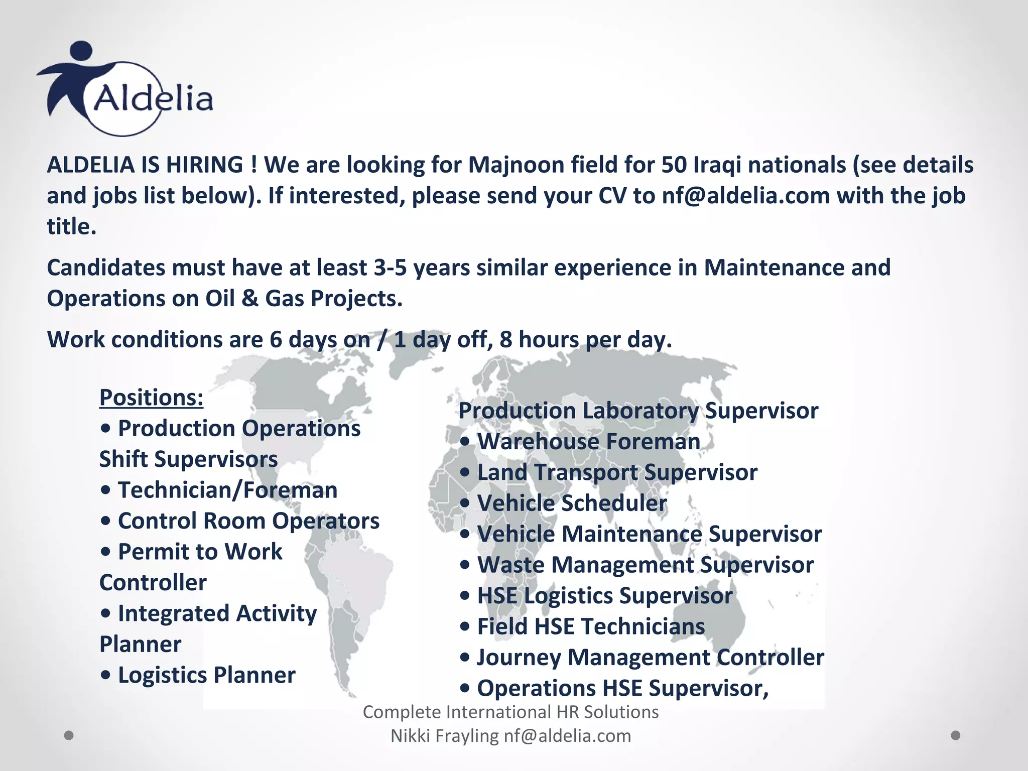 Aldelia Iraq Jobs | PPT