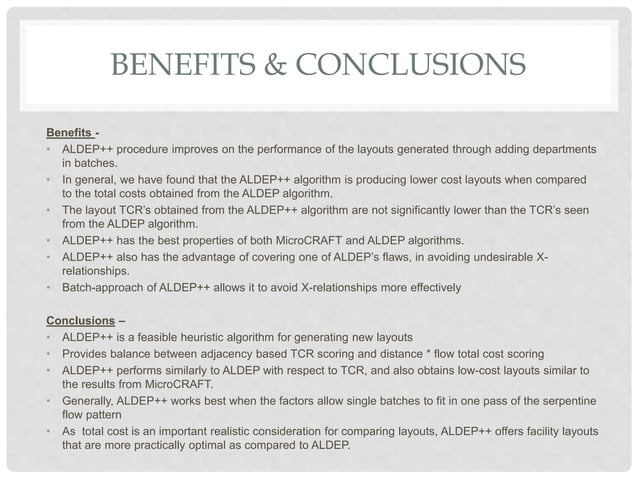 ALDEP++: An improvement on the ALDEP heuristic via department batching ...
