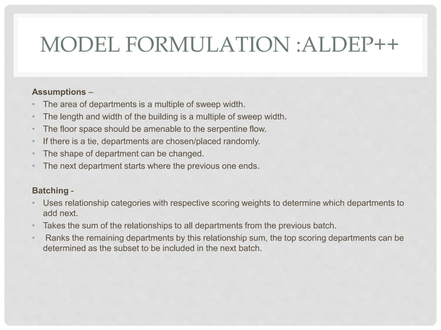 ALDEP++: An improvement on the ALDEP heuristic via department batching ...