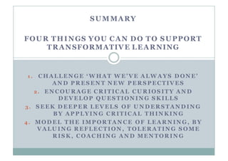 Learning and Leadership: the foundations of successful transformation | PPT