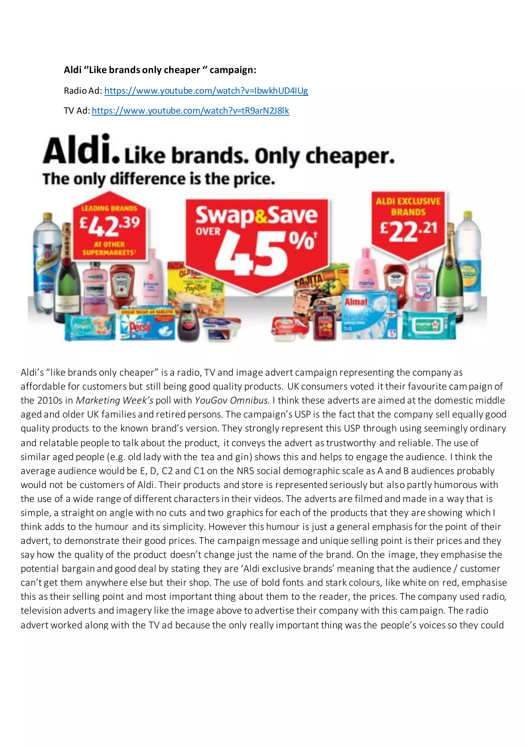 Aldi Campaign Case Study | PDF