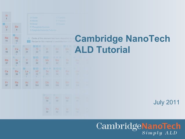 Cambridge NanoTech ALD Tutorial | PPTX
