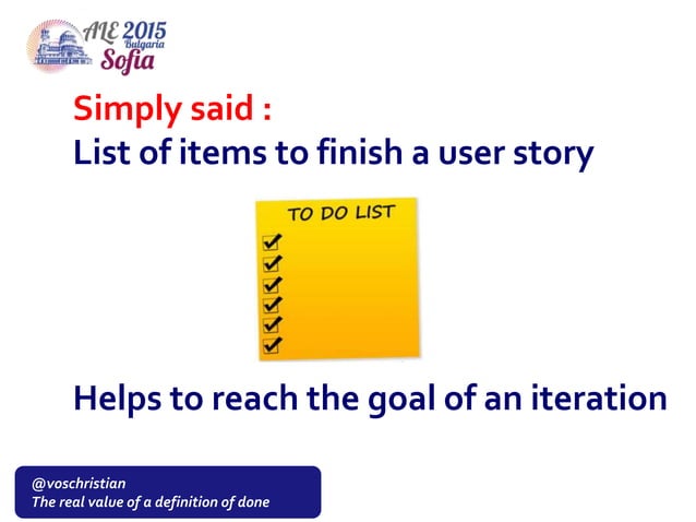 ALE15 The real value of a definition of done | PPT