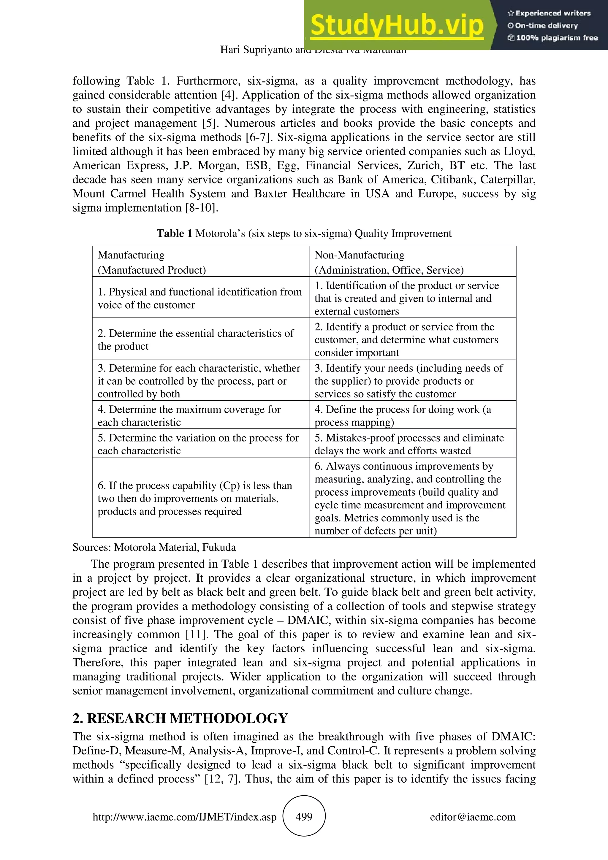 A LEAN SIX-SIGMA MANUFACTURING PROCESS CASE STUDY | PDF