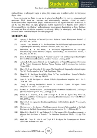 A LEAN SIX-SIGMA MANUFACTURING PROCESS CASE STUDY | PDF