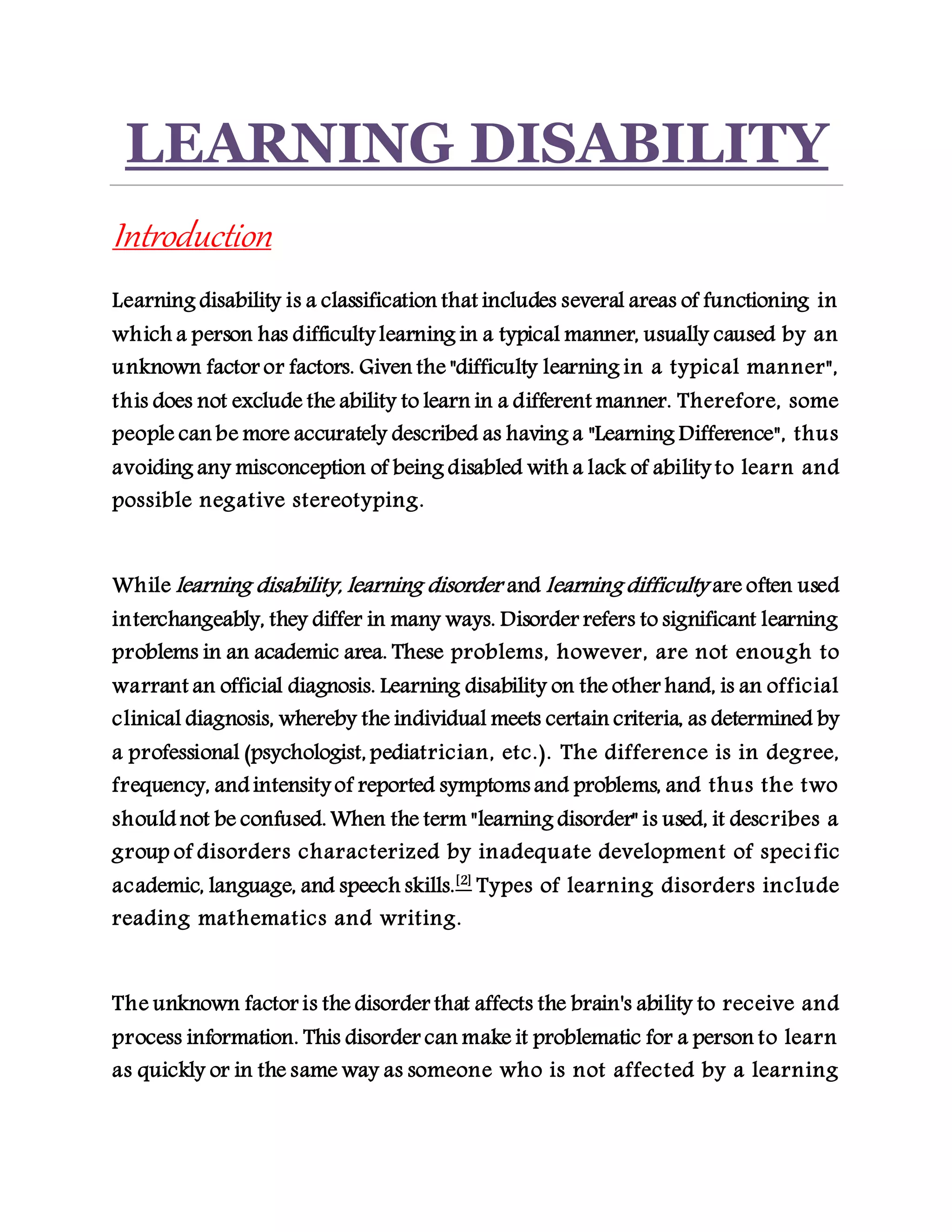 A learning disability affects | DOCX