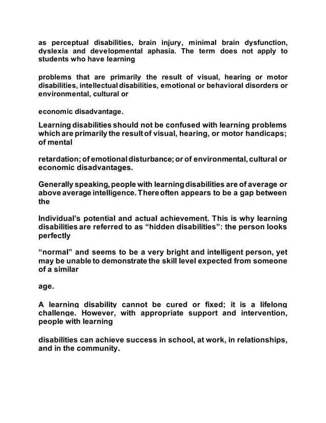 A learning disability affects | PDF