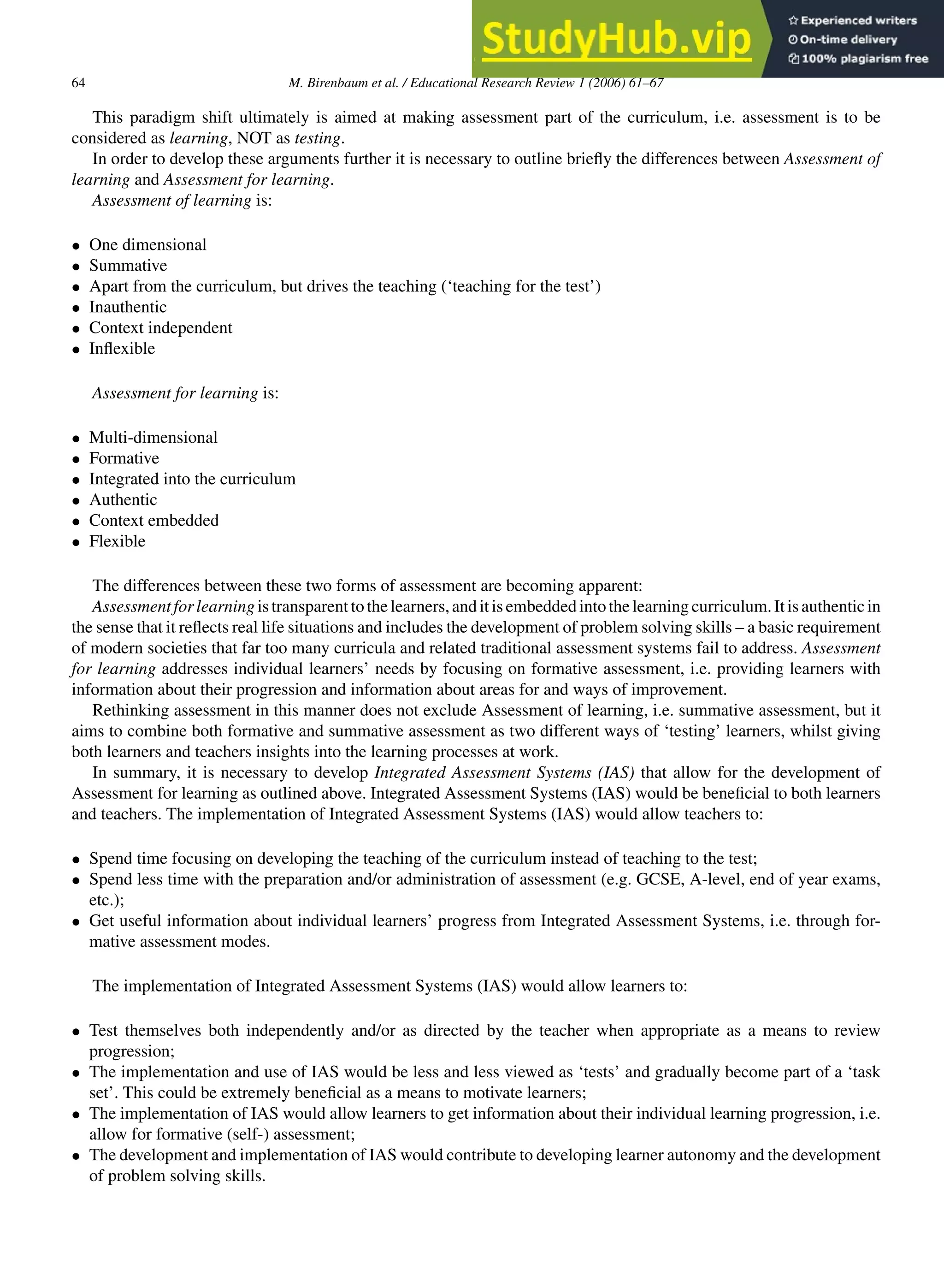 A Learning Integrated Assessment System | PDF