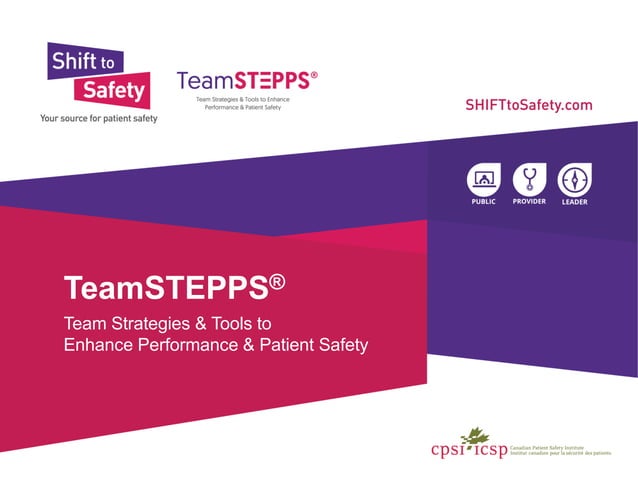 Teamwork Makes the Dream Work: TeamSTEPPS® - Strategies and Tools to ...