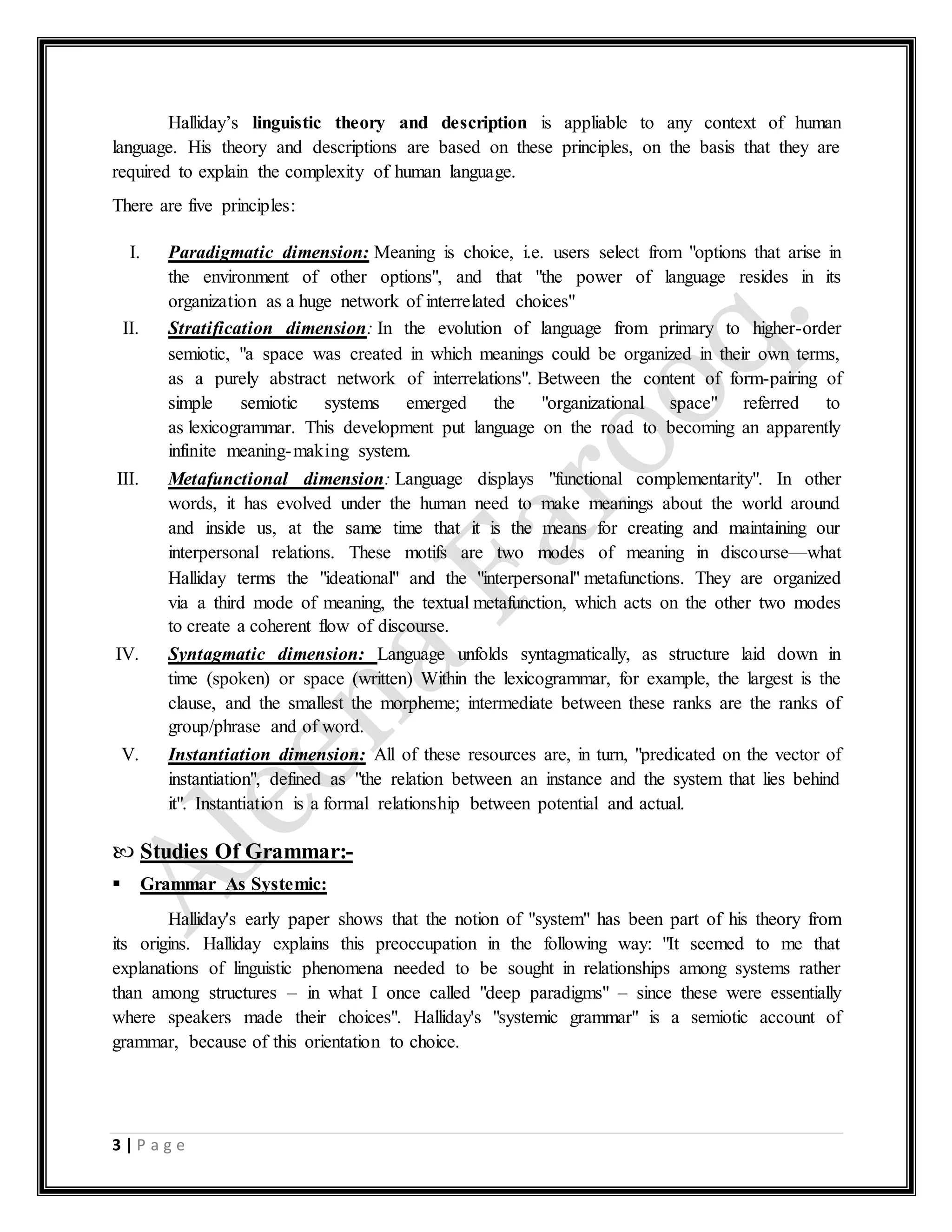 Introduction of Michael Alexander Kirkwood Halliday. | DOCX