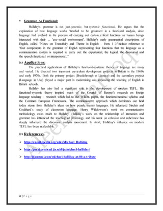 Introduction of Michael Alexander Kirkwood Halliday. | DOCX