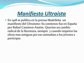 Las Vanguardias Ultraismo Eva Ale Alba | PPTX