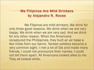 We Filipinos are Mild Drinkers | PPT