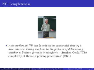 Computational Complexity for Poets | PPT