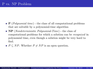 Computational Complexity for Poets | PPT