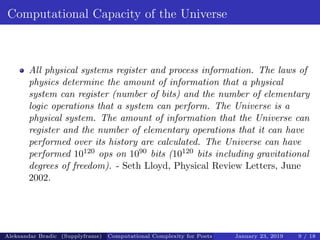Computational Complexity for Poets | PPT