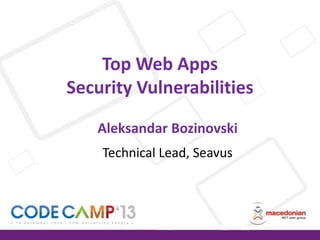 Top web apps security vulnerabilities | PPT