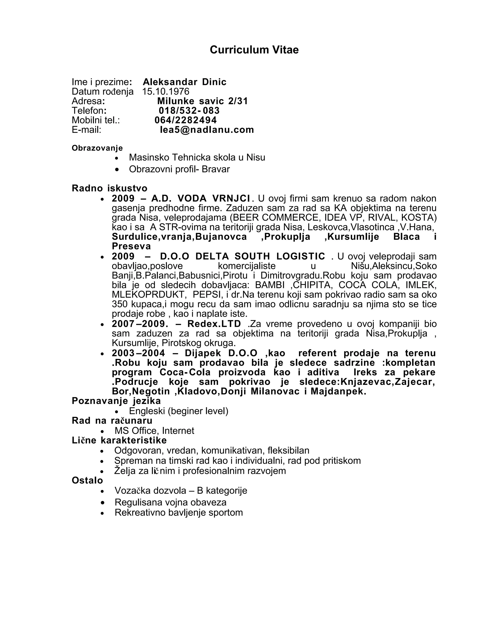 Aleksandar Cv Novo | DOC