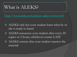 ALEKS Parent Night Presentation | PPTX