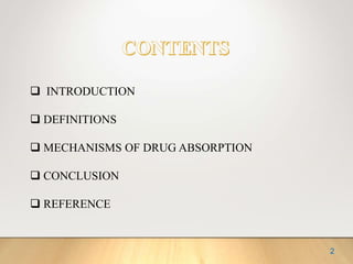 mechanism of drug absorbtion | PPT