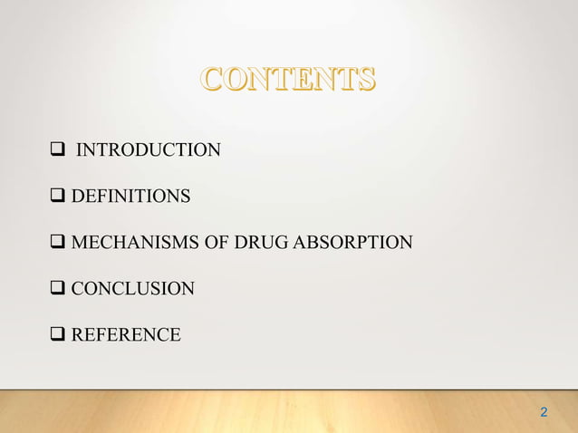 mechanism of drug absorbtion | PPT | Chemistry | Science