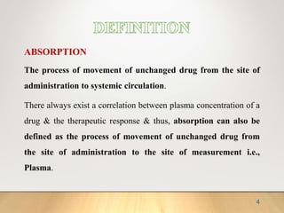 mechanism of drug absorbtion | PPT