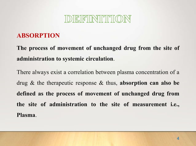 mechanism of drug absorbtion | PPT | Chemistry | Science