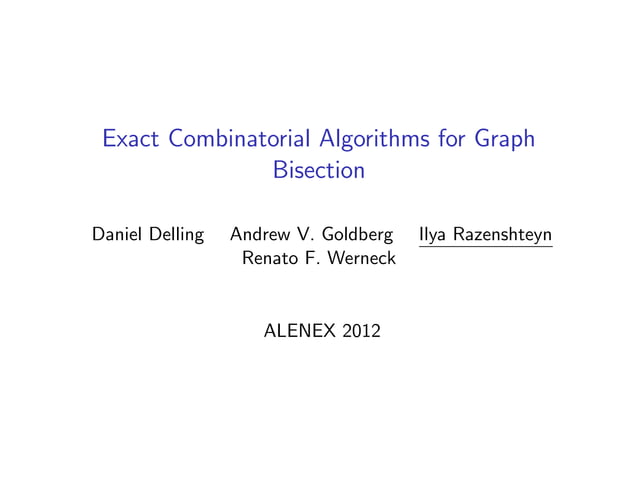 Combinatorial Algorithms for Graph Bisection | PDF