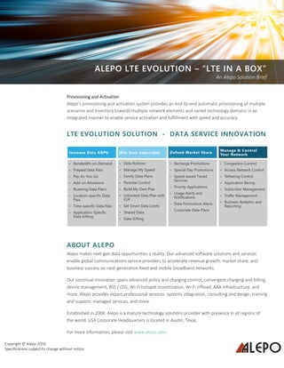 Alepo LTE Evolution - "LTE IN A BOX" | PDF