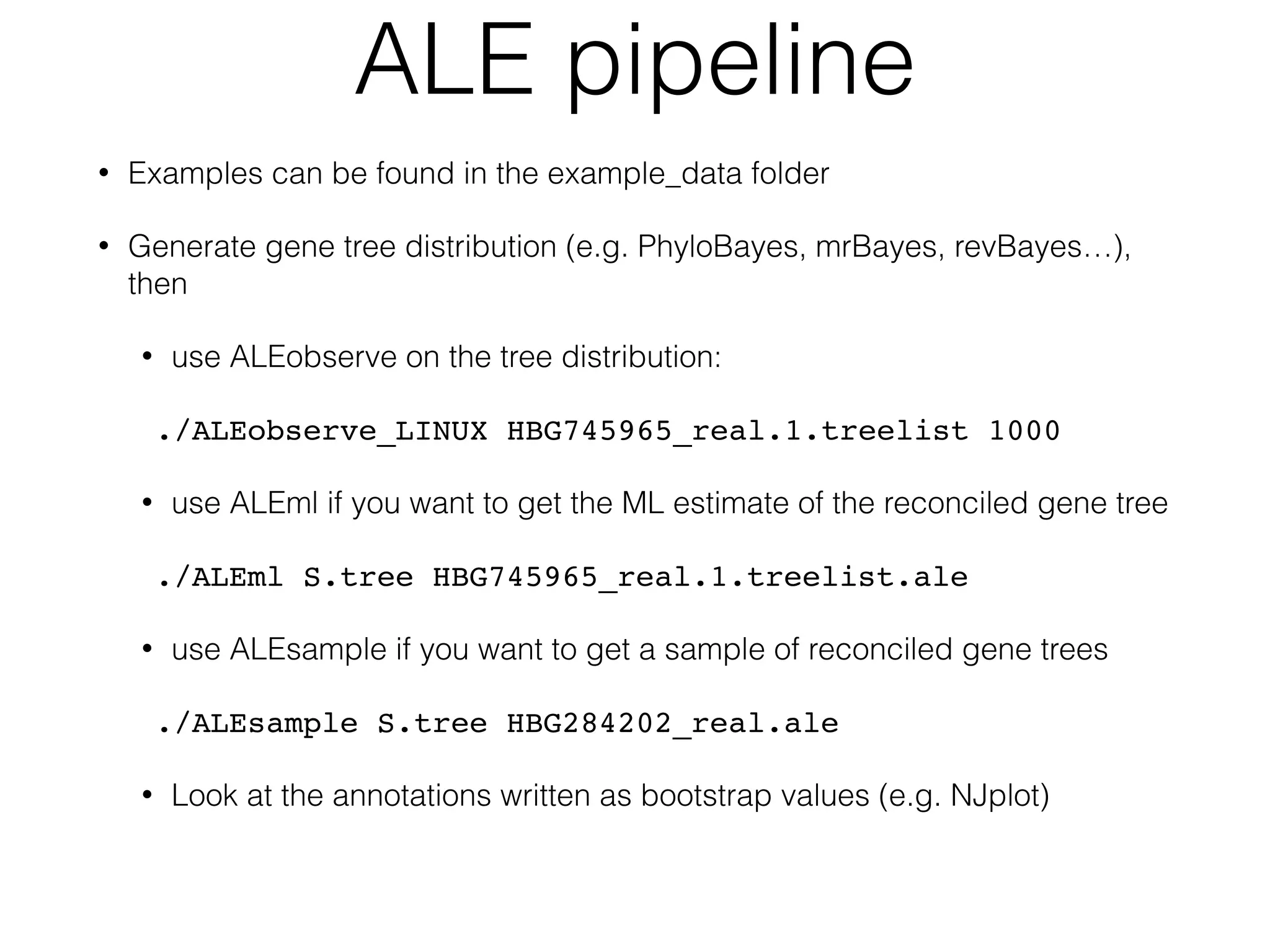 Presentation describing ALE, a suite of programs for gene tree ...