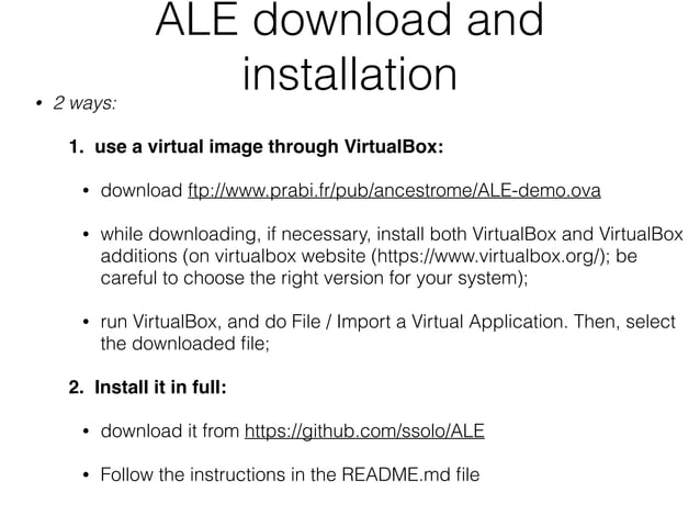Presentation describing ALE, a suite of programs for gene tree reconstruction in the presence of ...