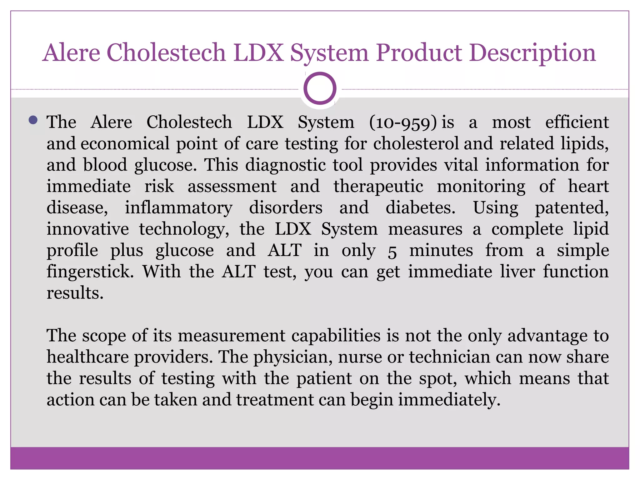 Alere cholestech ldx system - MedTek | PPT