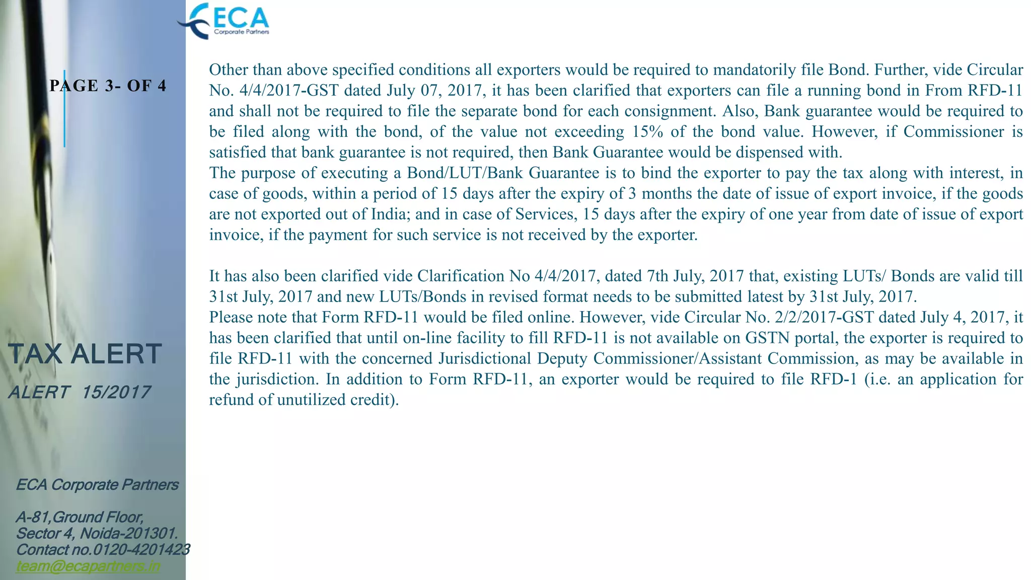 ECA Alert - Export of goods and services | PPT