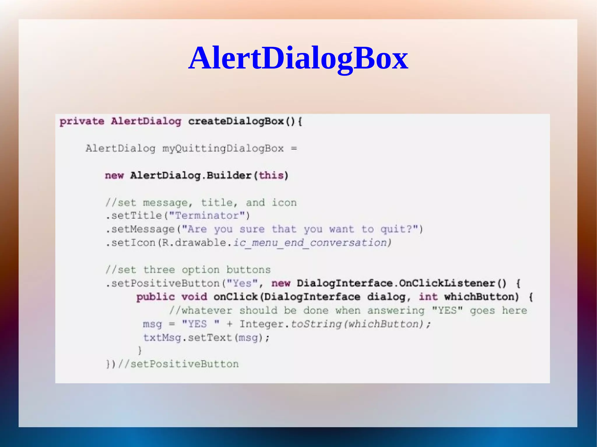 Alertdialog in android | PPT