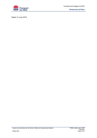 Alert riw transition from pegasus to mta | PDF | Rail Travel | Travel Type